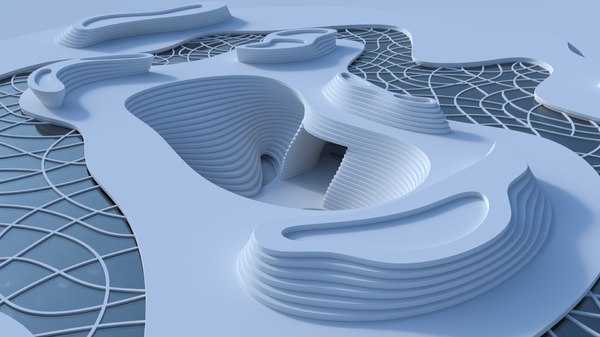 3d abstract art layer model