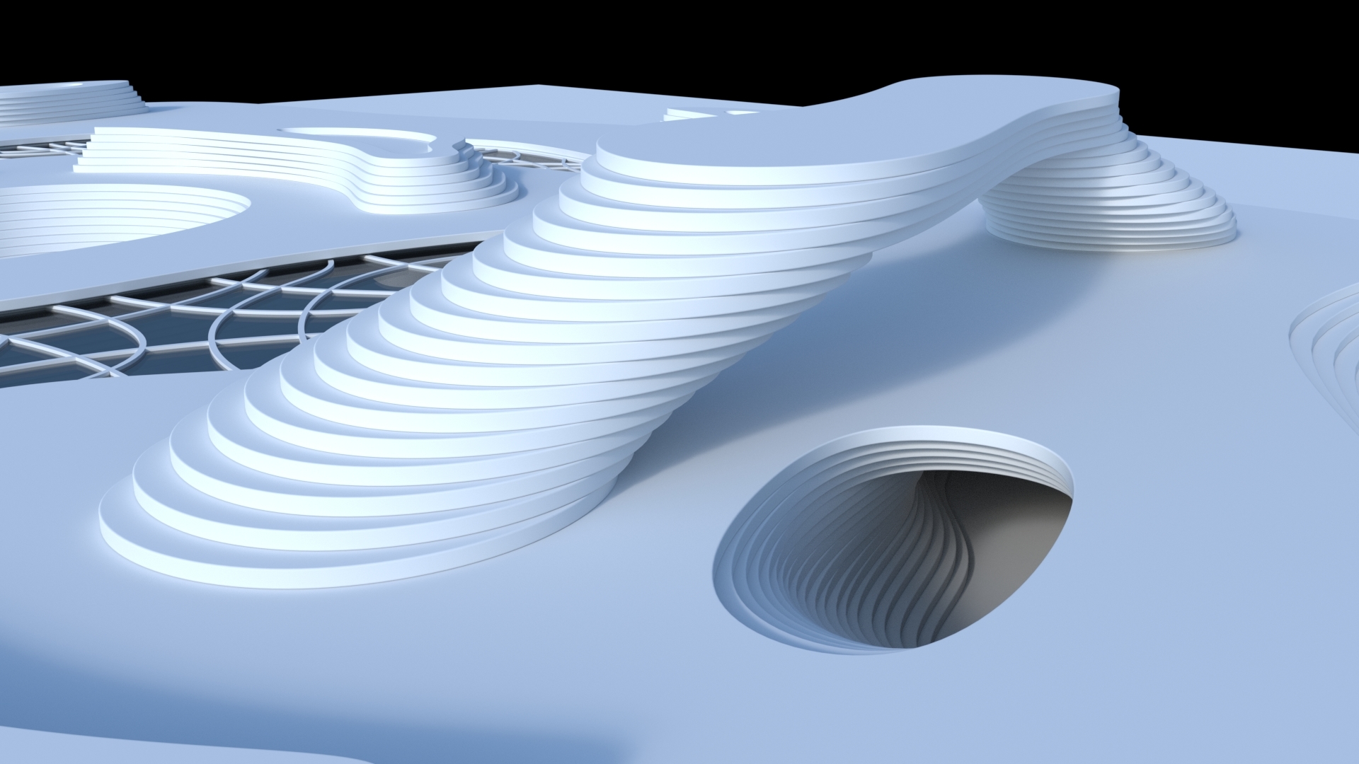 3d abstract art layer model