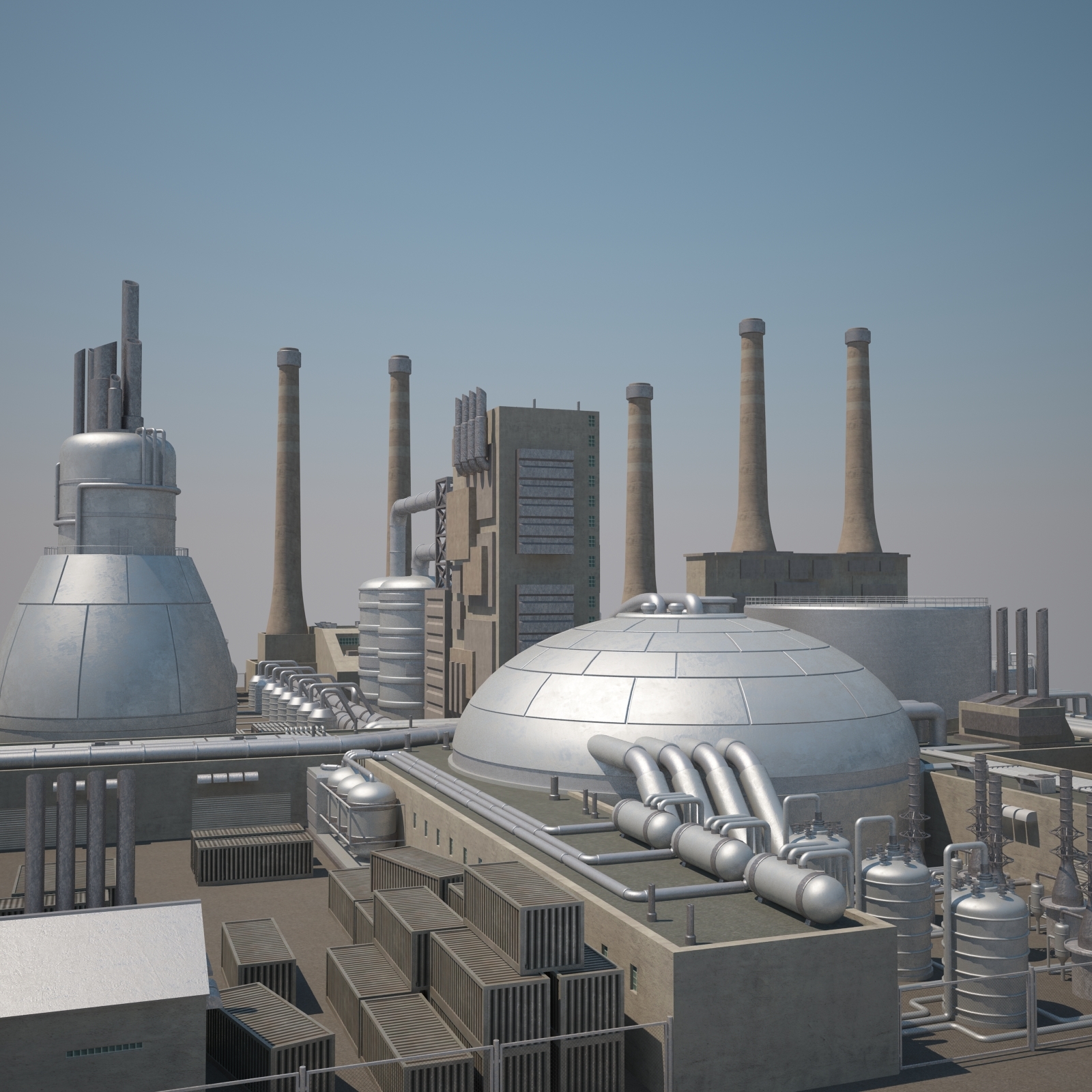 futuristic factory 3d 3ds
