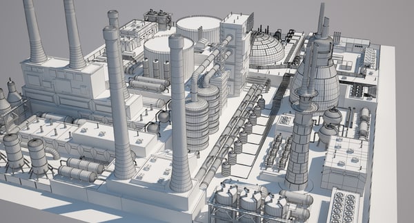 futuristic factory 3d 3ds