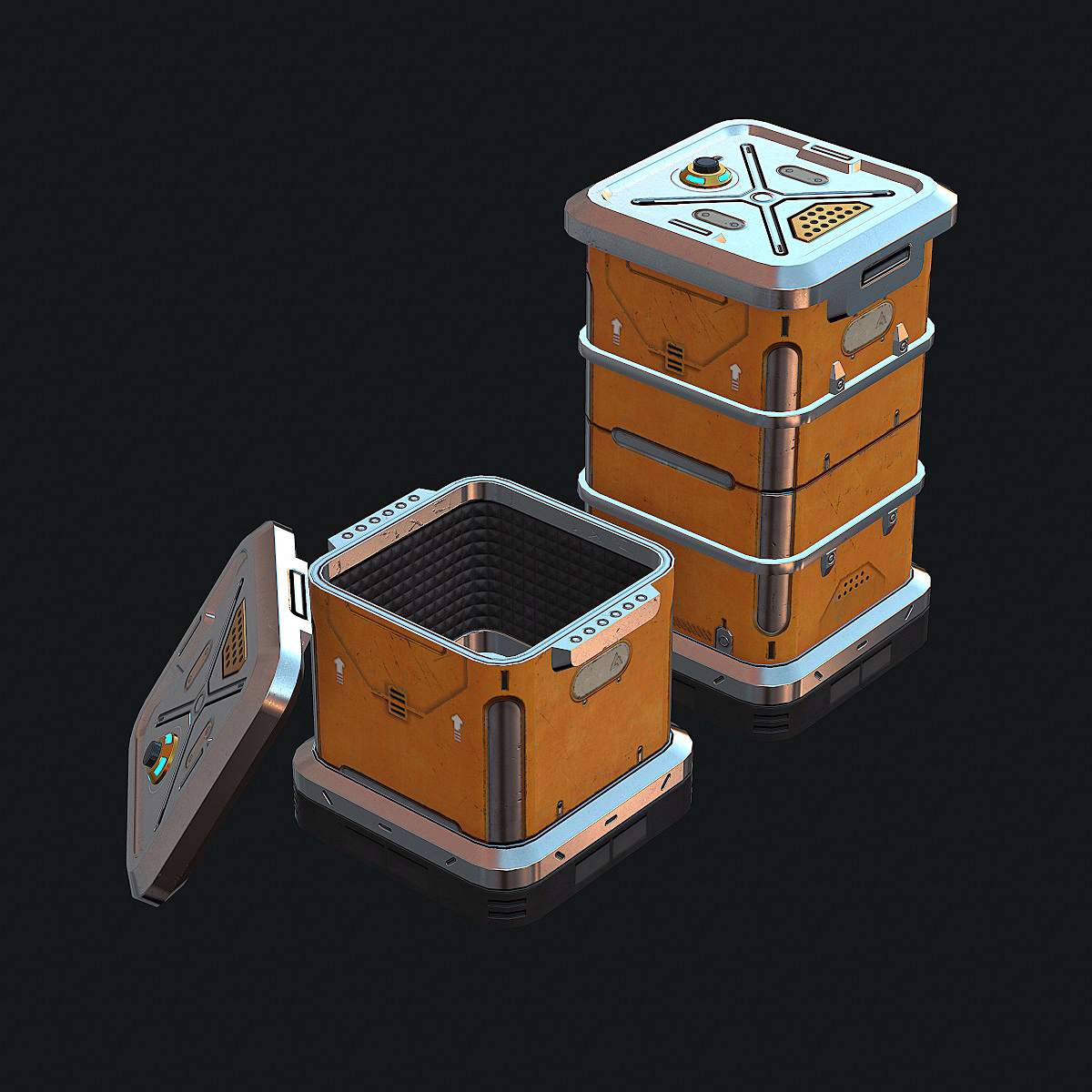 sci-fi metal crate 3d model