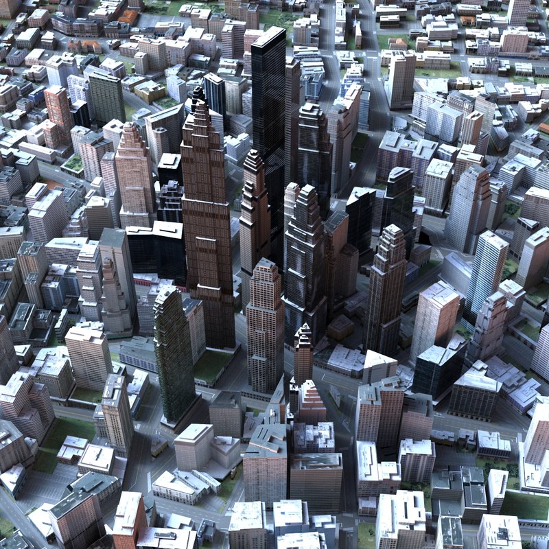 3d model cityscape scene highrise