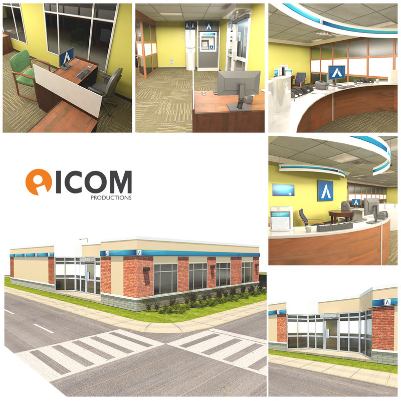 bank branch exterior interior 3d 3ds