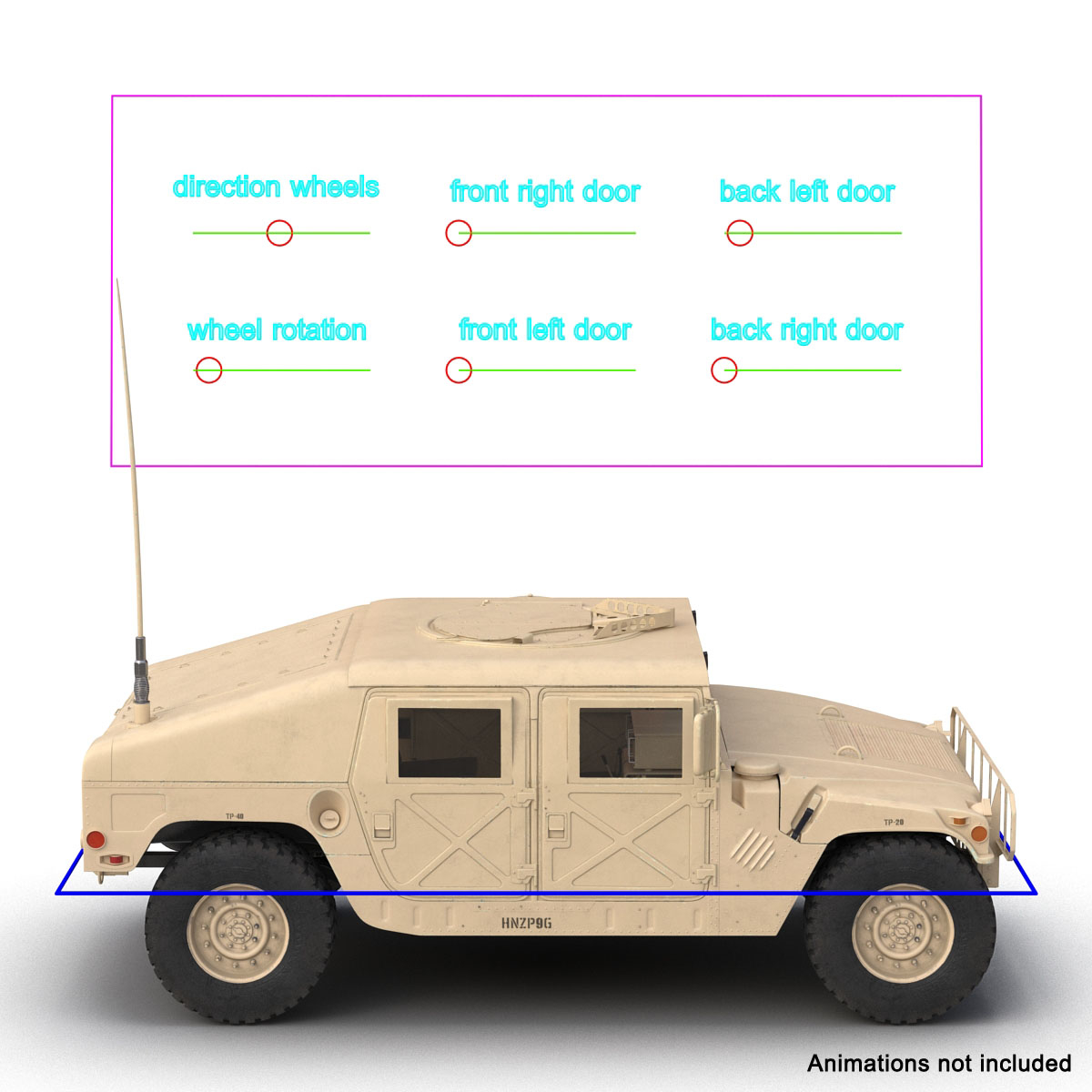 humvee desert rigged 3d max