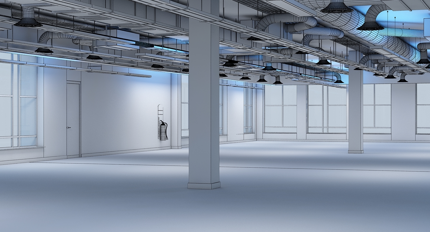 3d model of office building interior