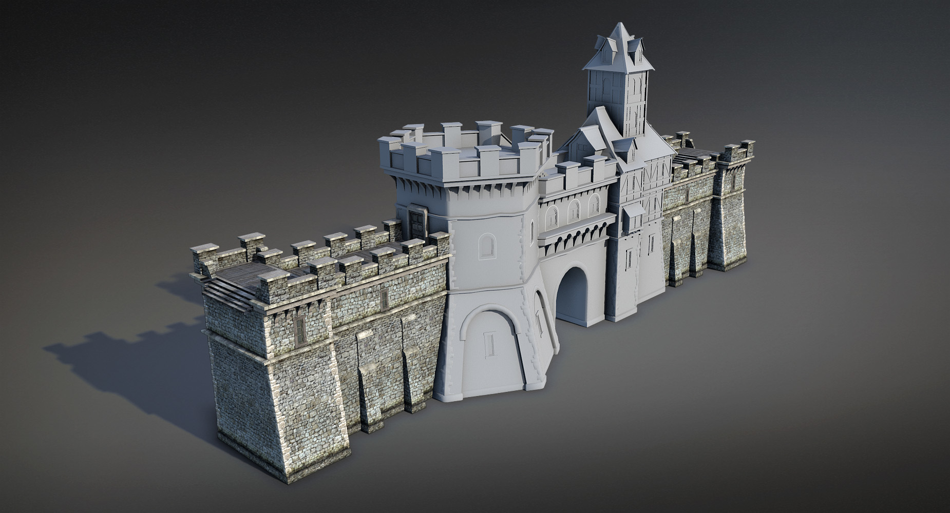 medieval fantasy town walls 3d model