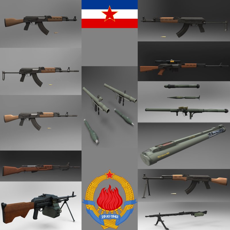 yugoslavian weapon pack rifle 3d obj