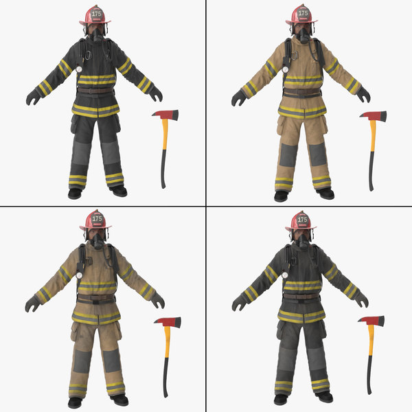 3d firefighter character modeled