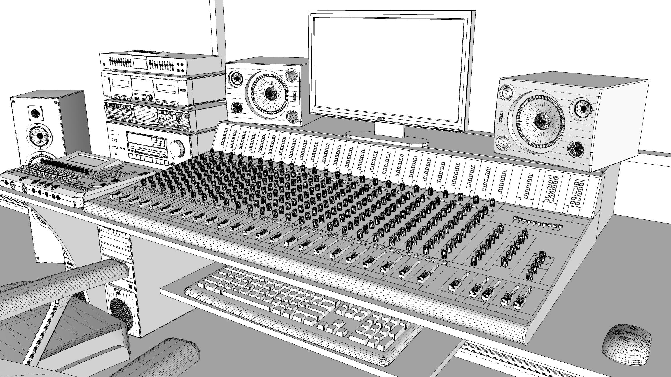 recording studio set 3d c4d