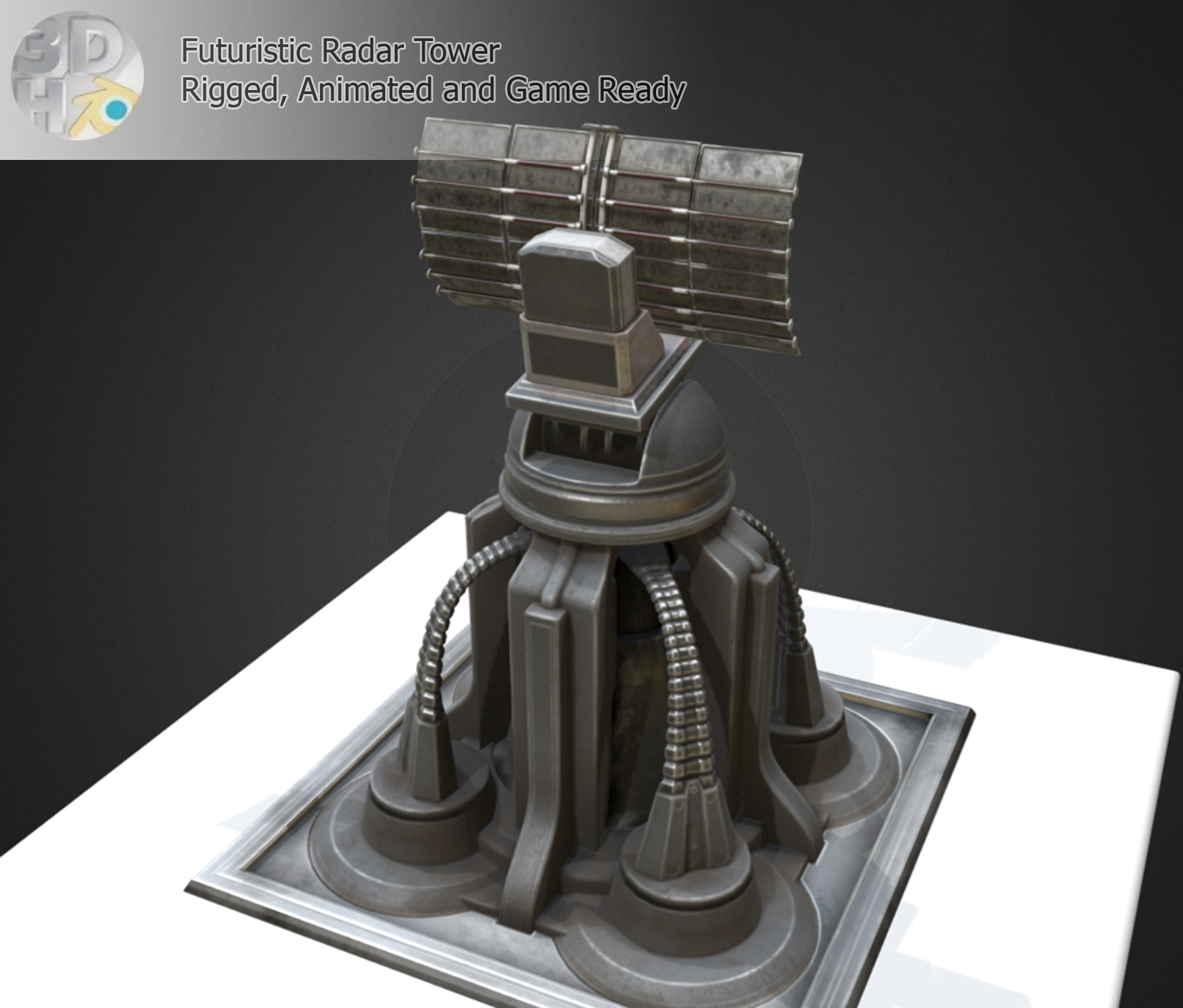 3d model futuristic radar tower