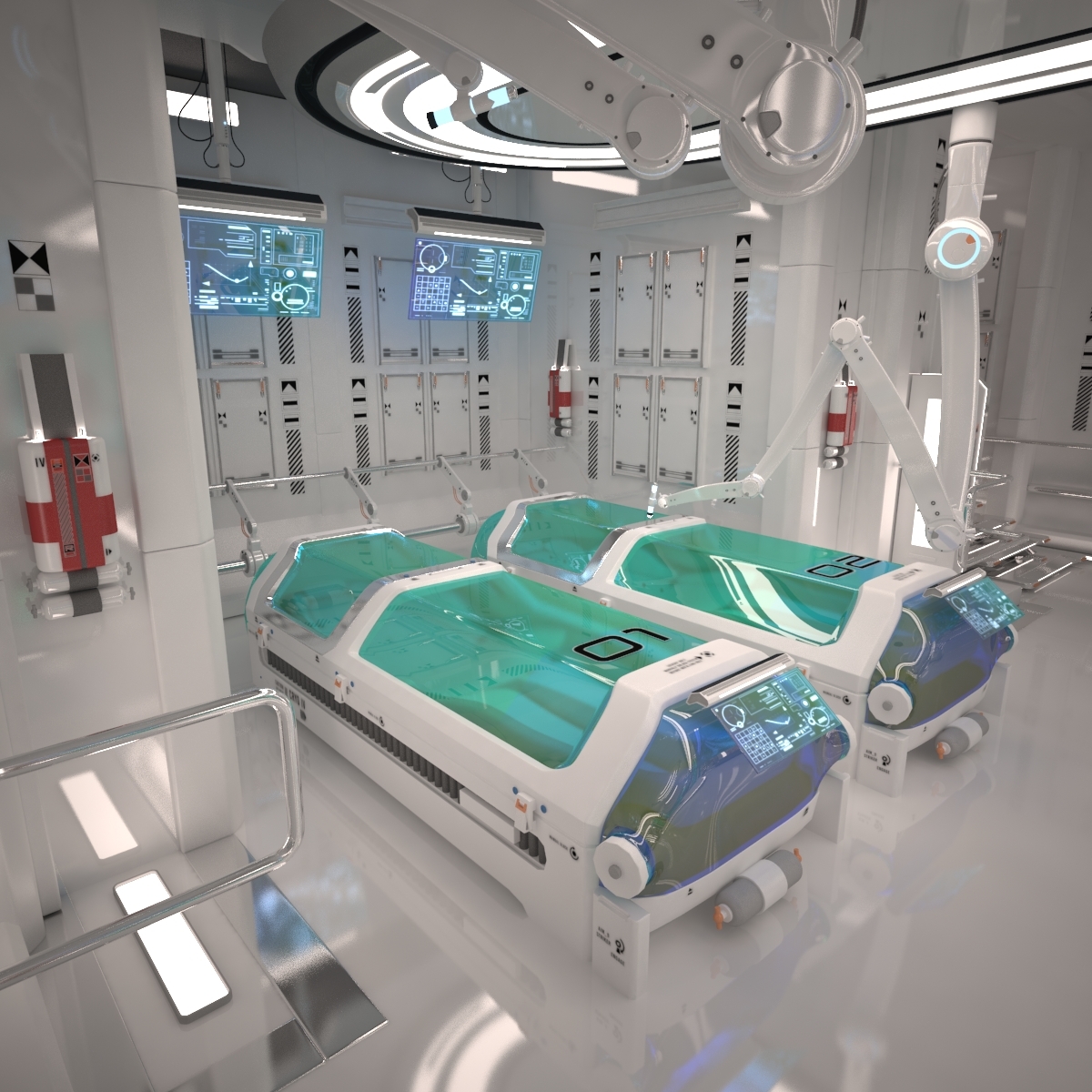 futuristic laboratory interior 2 3d model