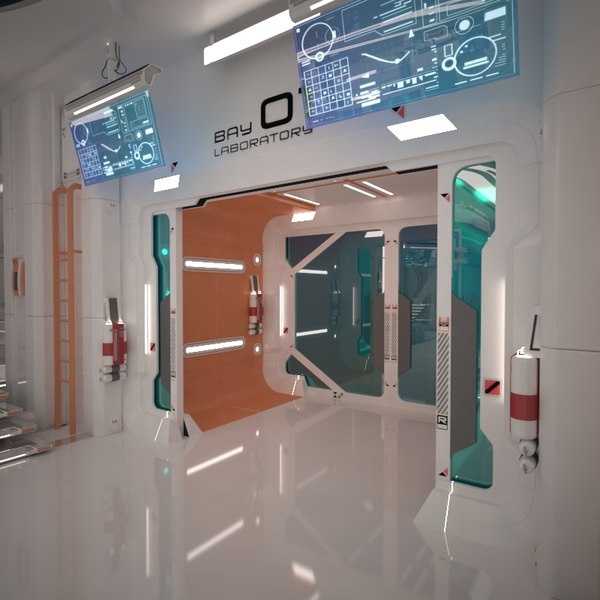 futuristic laboratory interior 2 3d model