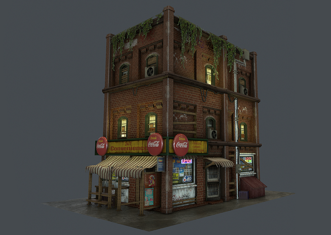 rundown store 3d model