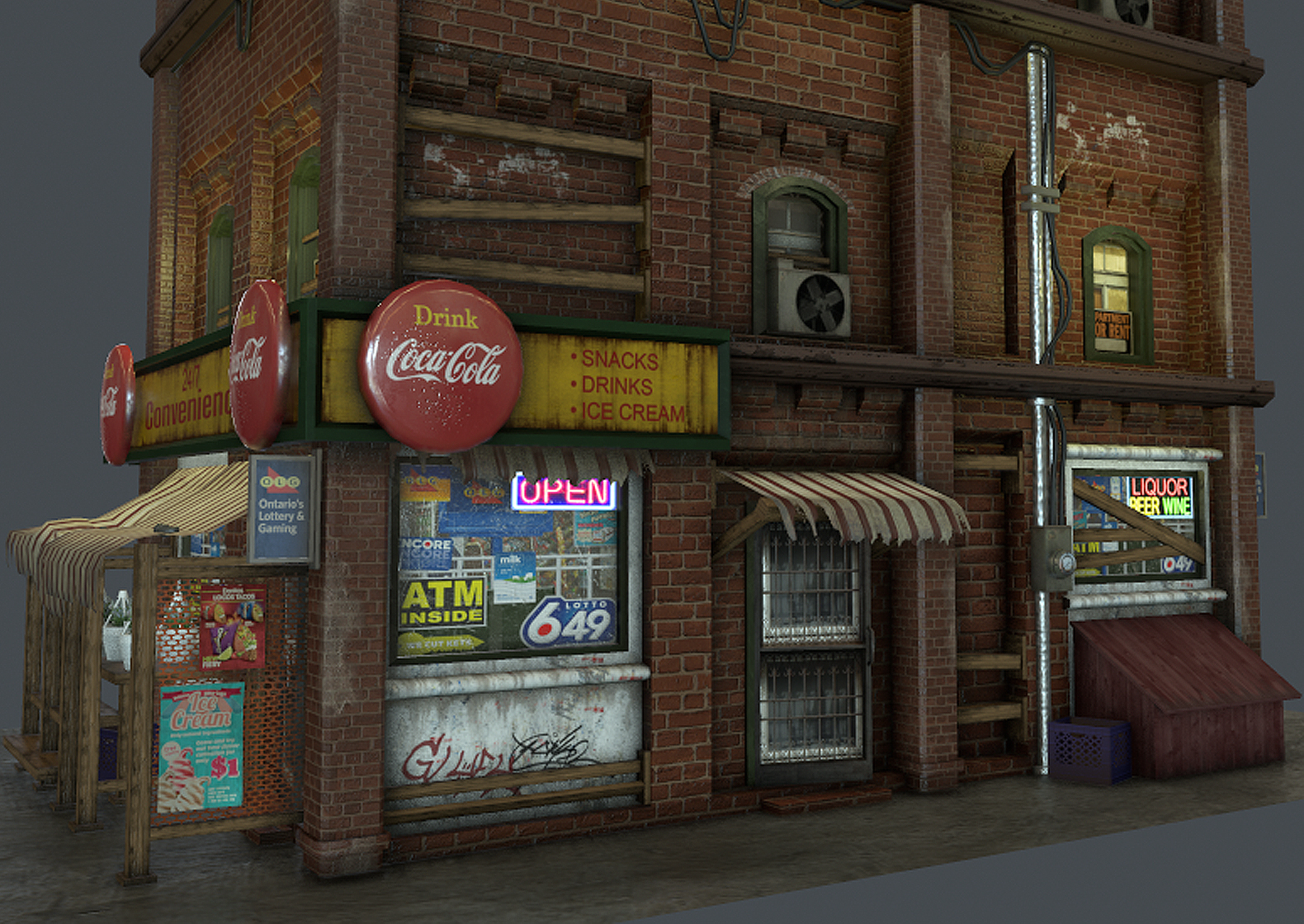 rundown store 3d model