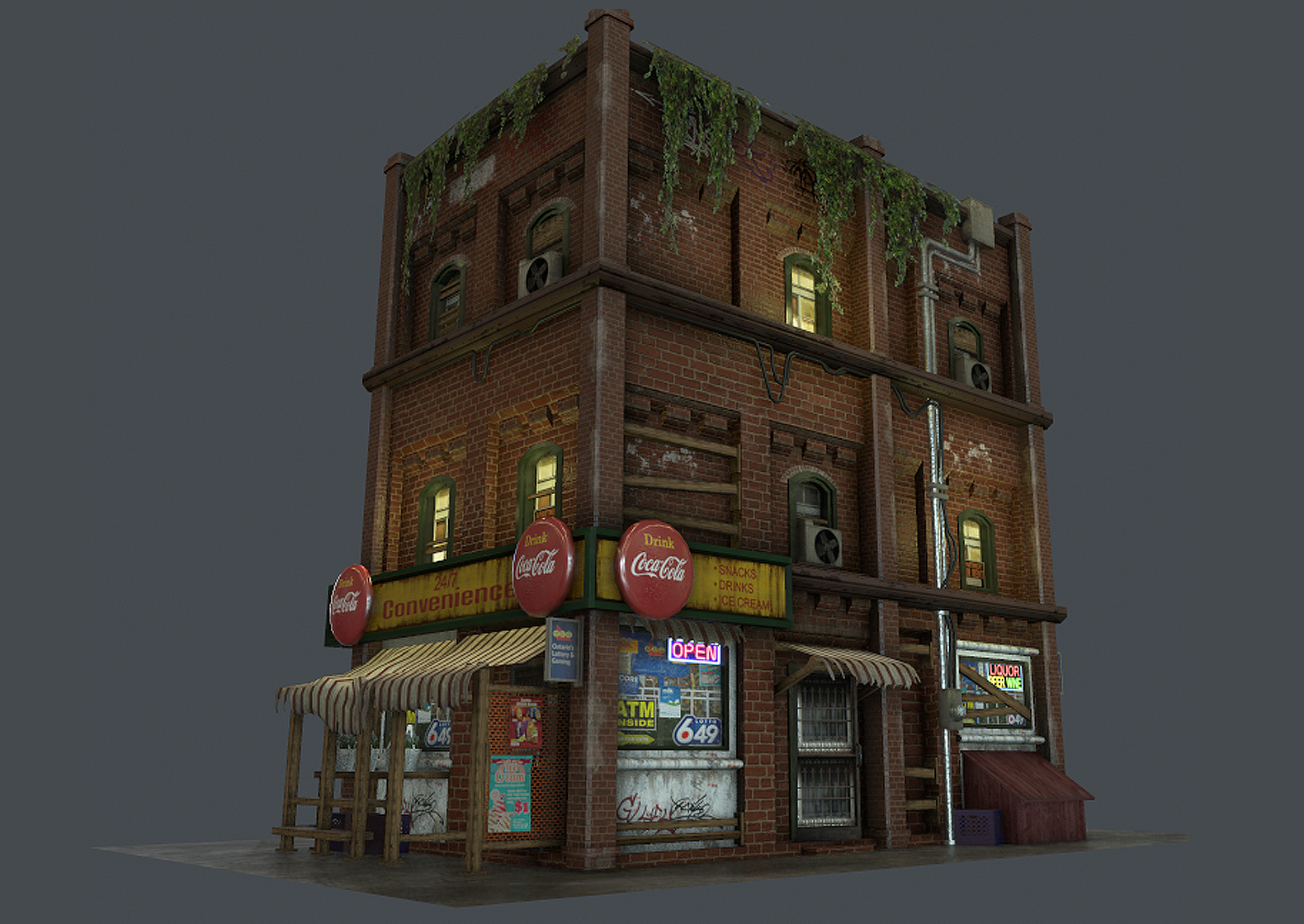 rundown store 3d model