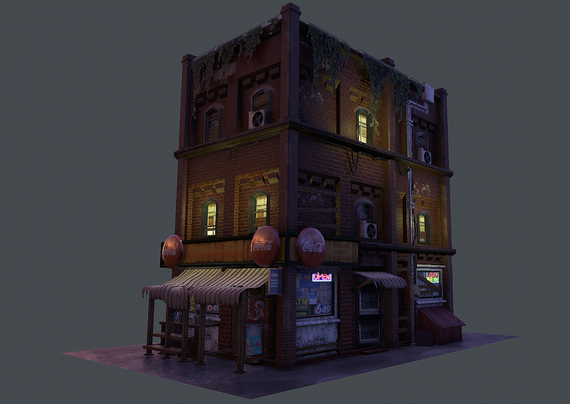 rundown store 3d model