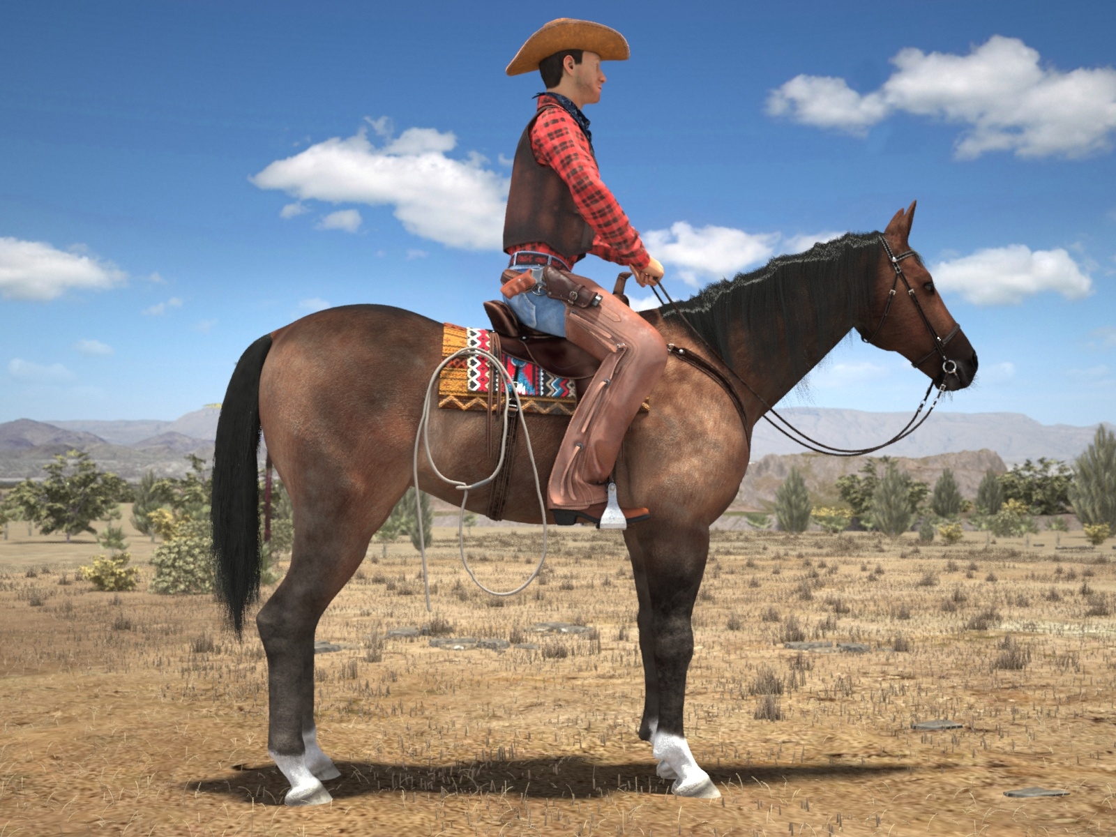 3d cowboy horse