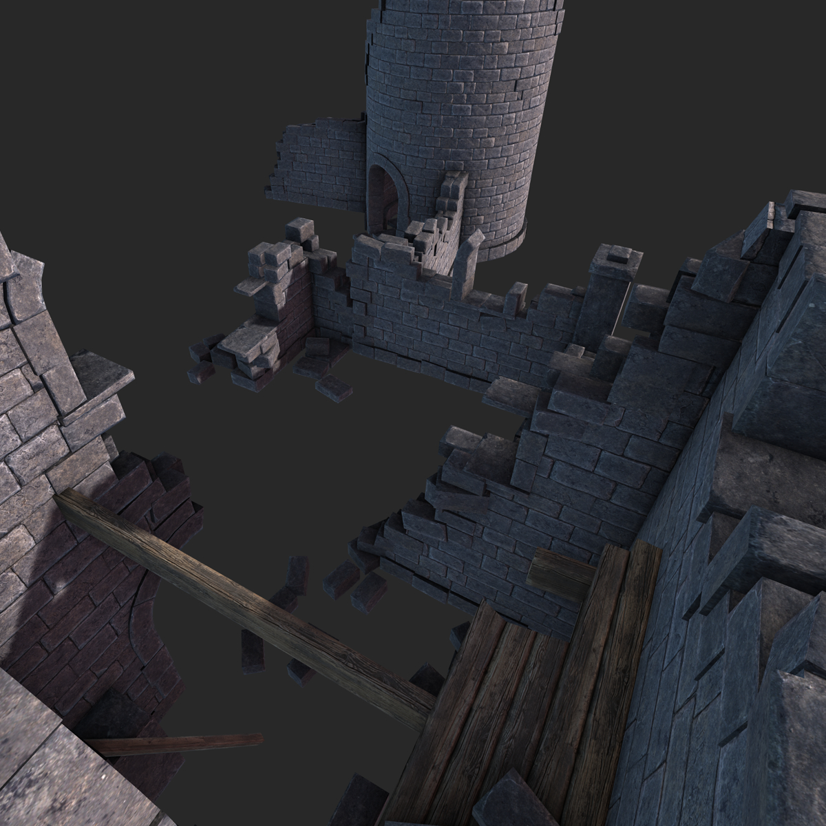 medieval castle ruins 3d model