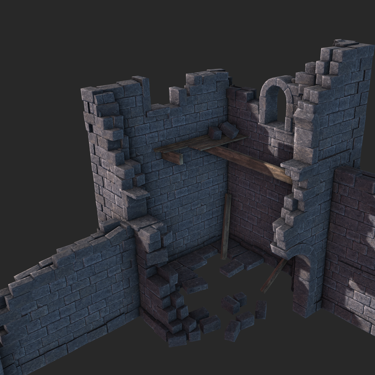 medieval castle ruins 3d model