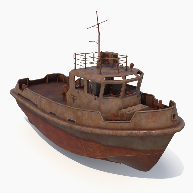 rusty tug boat 3d obj
