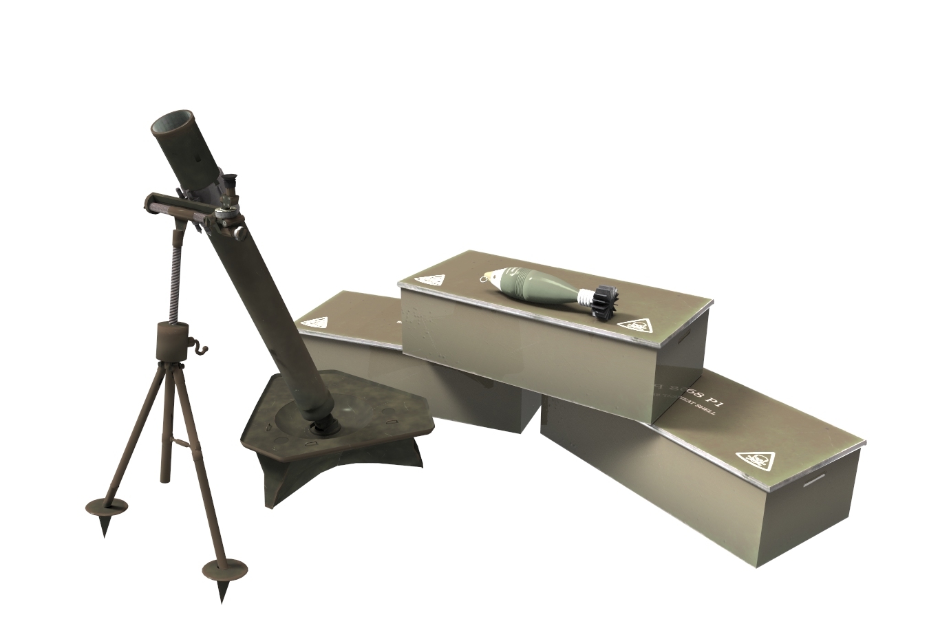 m69a 82mm mortar 3d obj