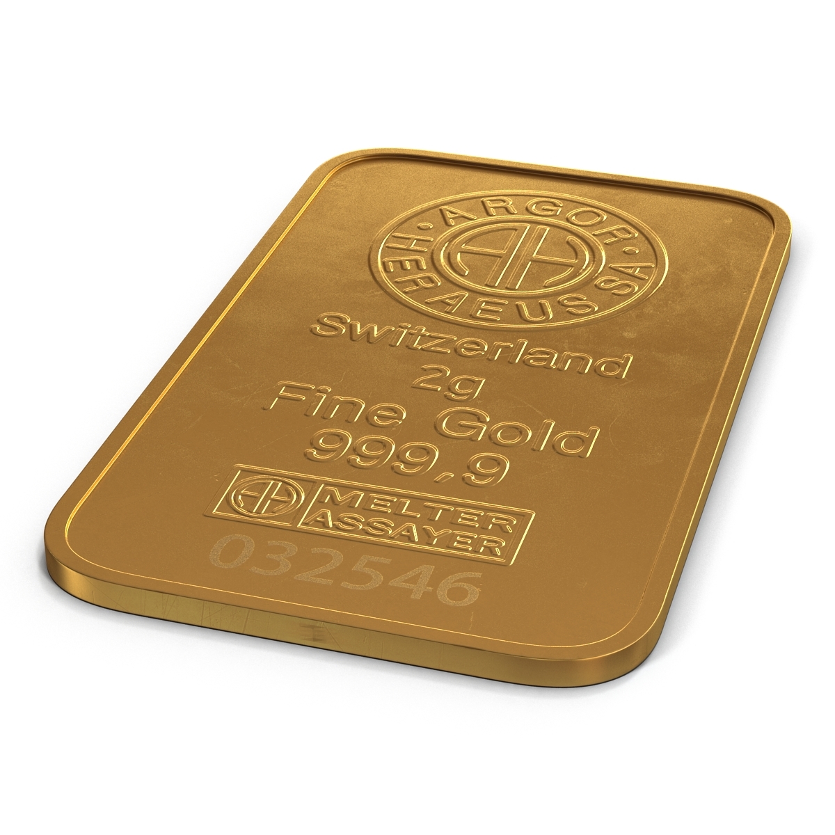 gold bar 2g 3d model