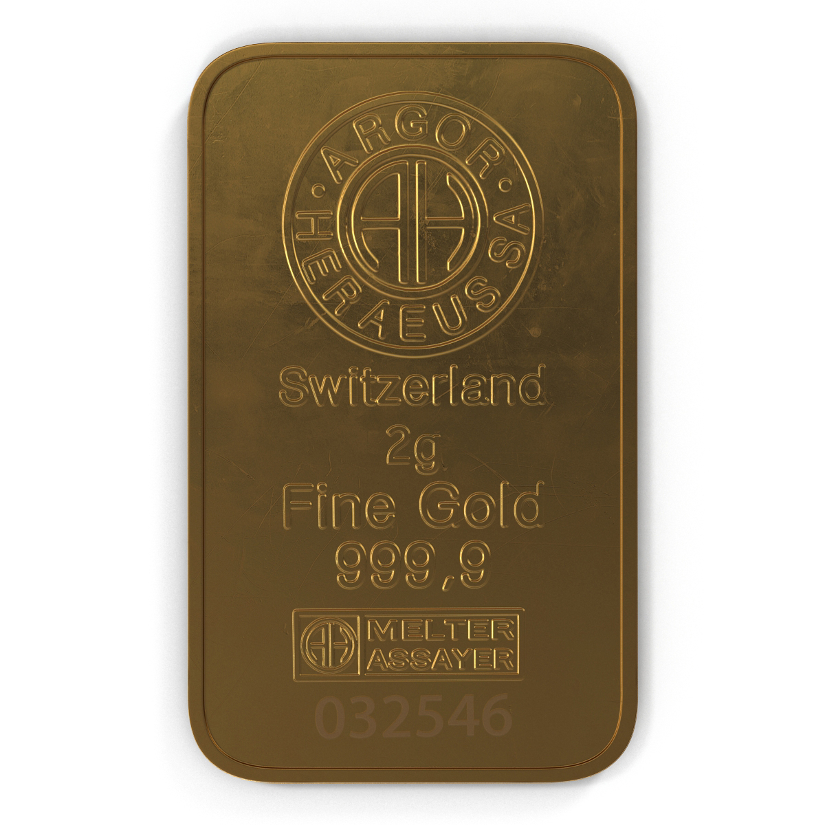 gold bar 2g 3d model