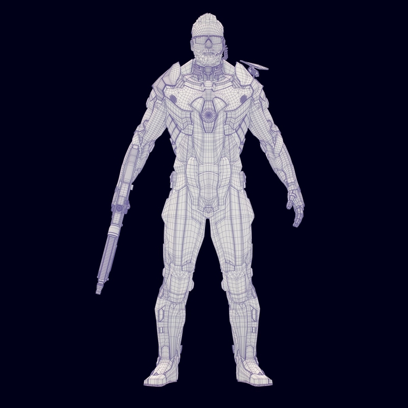 3d max sci-fi soldier games character rigged