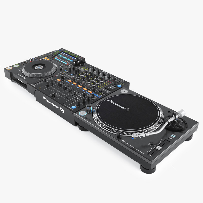 3d model realistic pioneer dj set