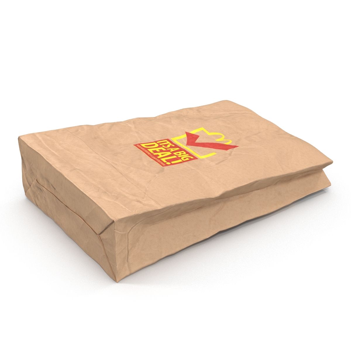crumpled fast food paper bag 3d max