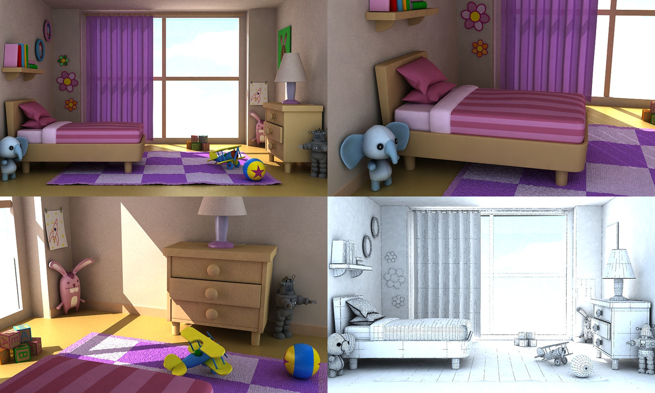 cartoon girl room 3d max