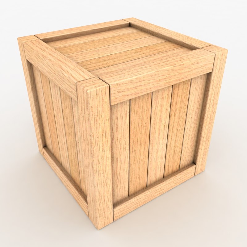 3d realistic wooden box 01 model