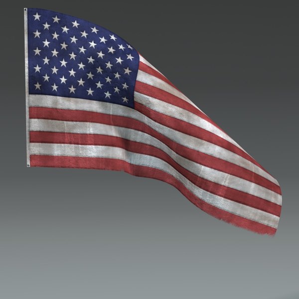 3d american flag model