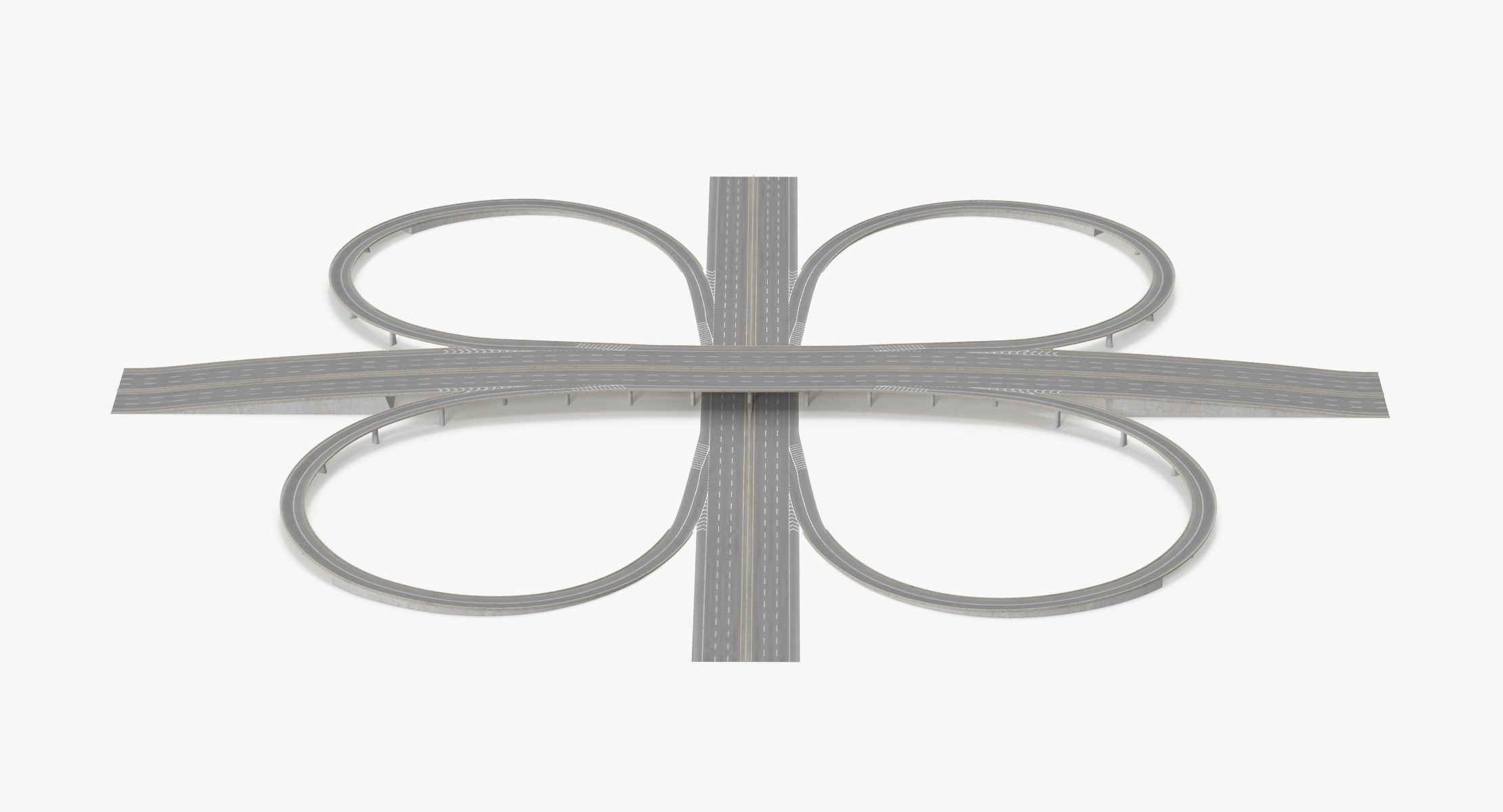 3 lane cloverleaf highway 3d model
