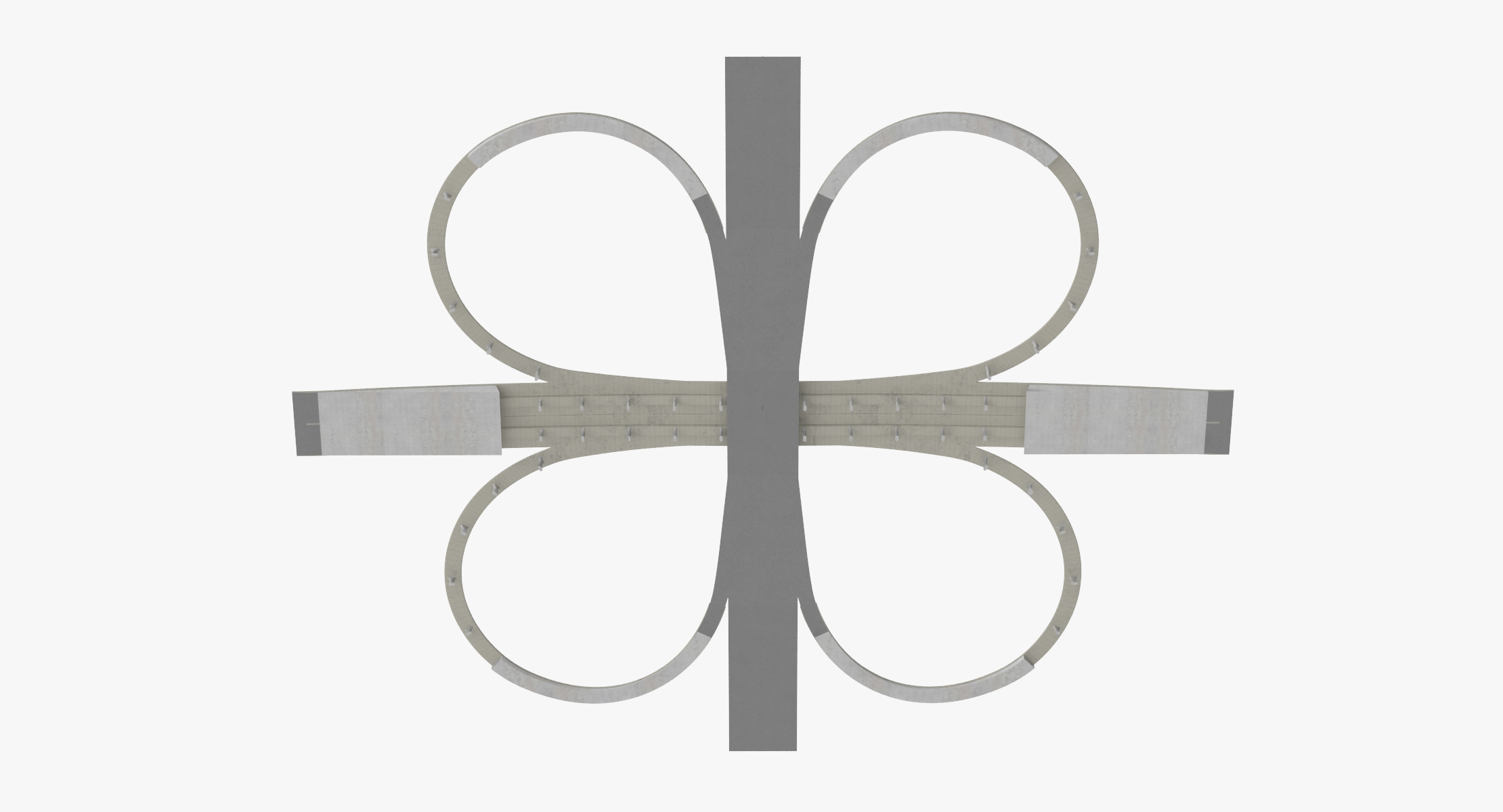 3 lane cloverleaf highway 3d model