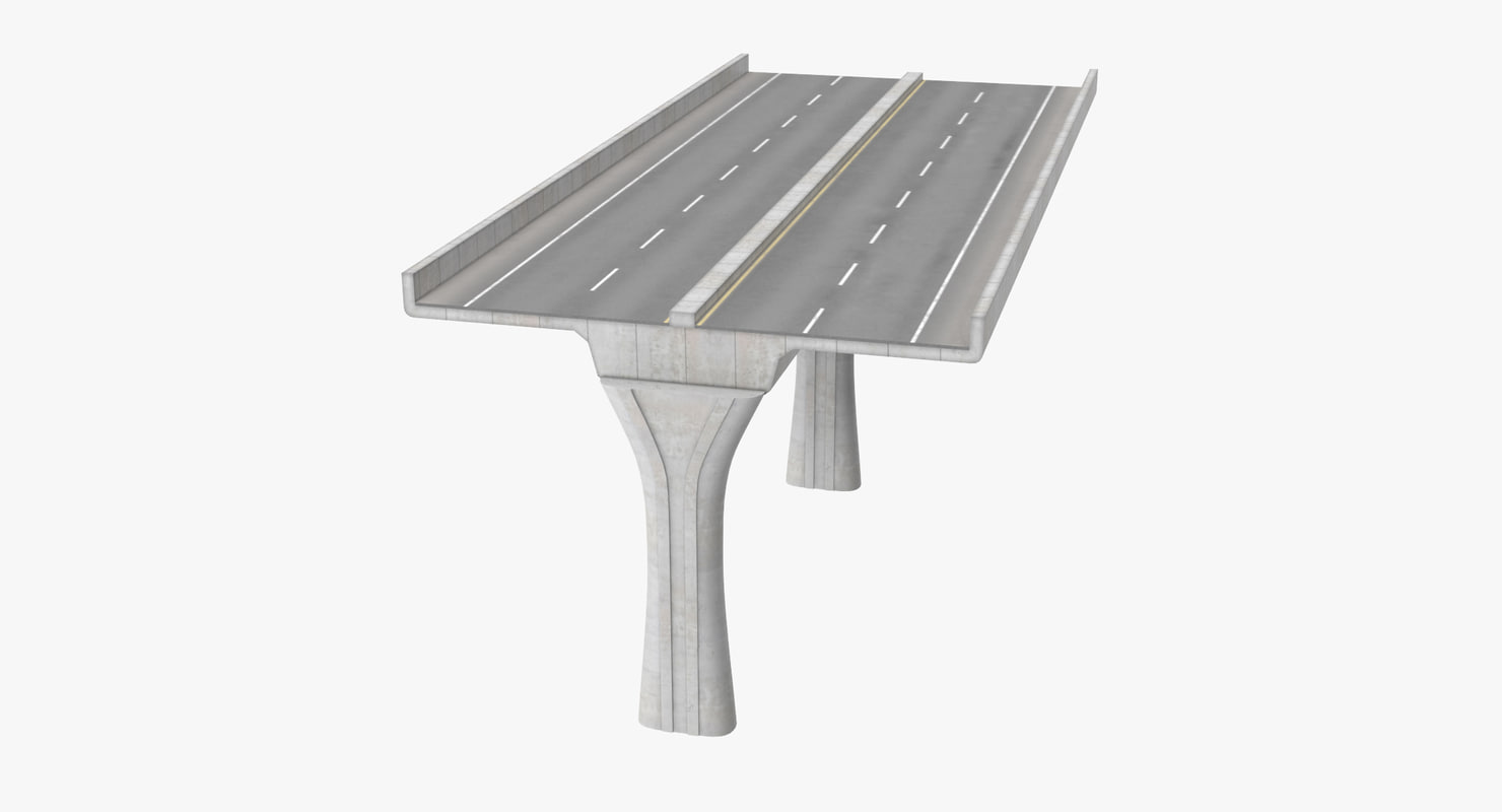 3d model 2 lane raised highway