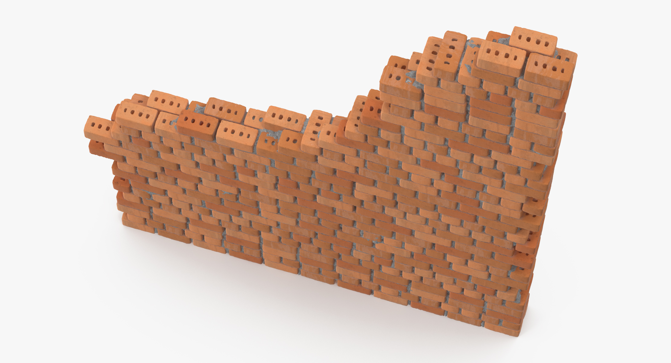 3 brick wall sections 3d c4d
