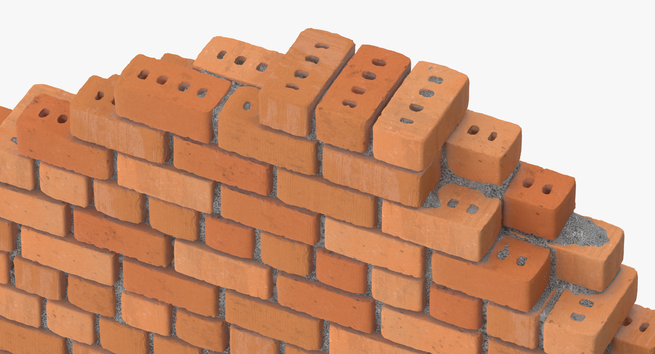 3 brick wall sections 3d c4d
