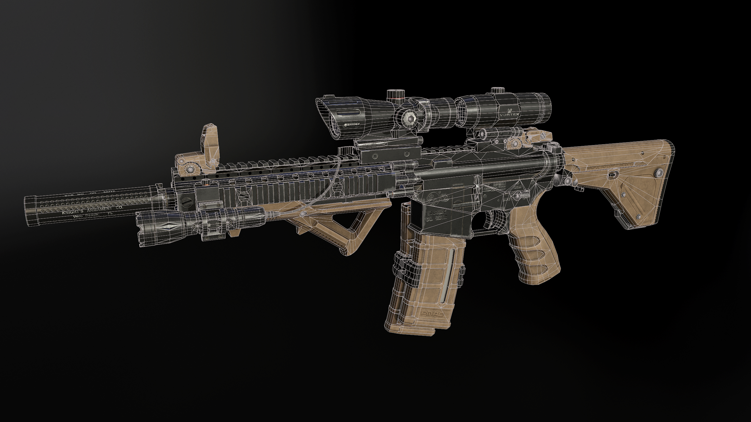 3d model m4 pbr carbine