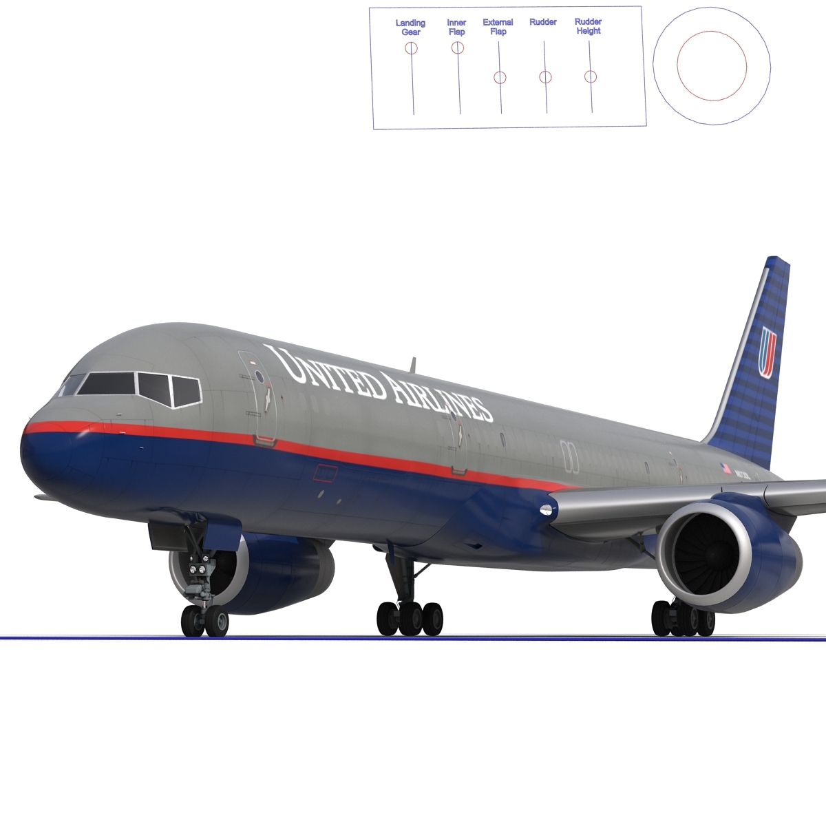3d model of boeing 757-200f united airlines