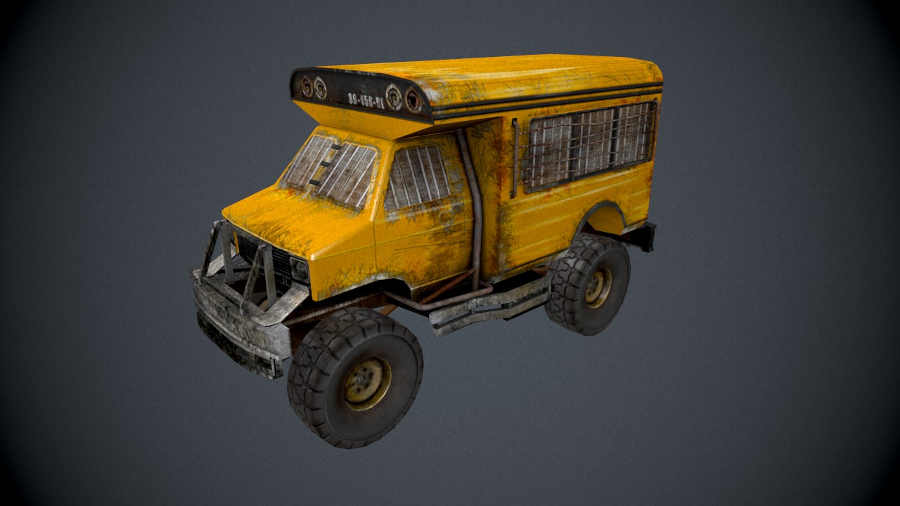 post apocalypse bus 3d obj
