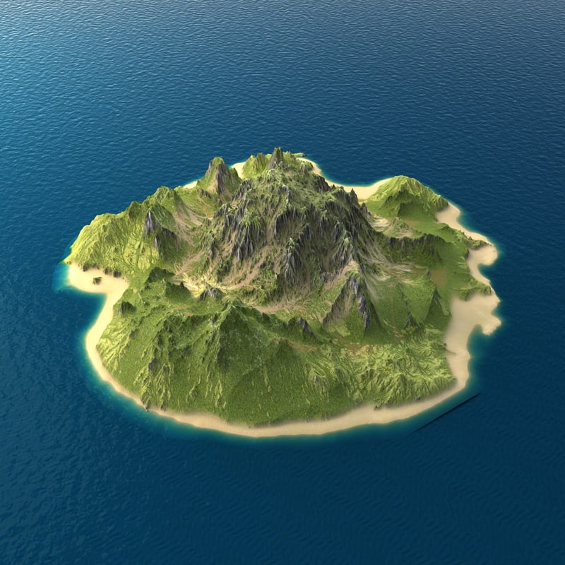 3d tropical island terrain 5 model