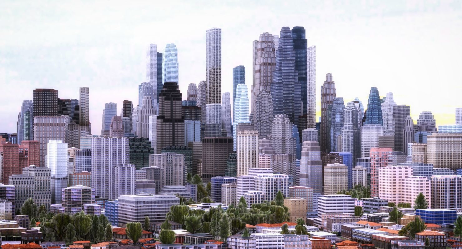 3d cityscape scene highrise