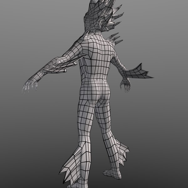 3d merman rigged animations model
