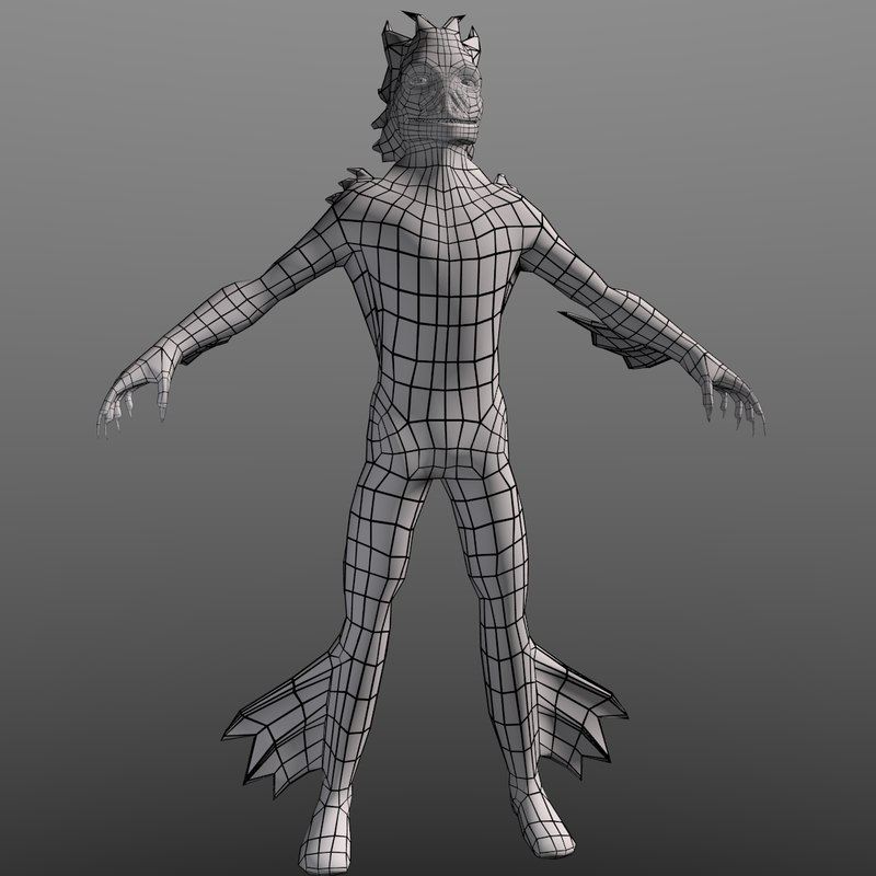 3d merman rigged animations model