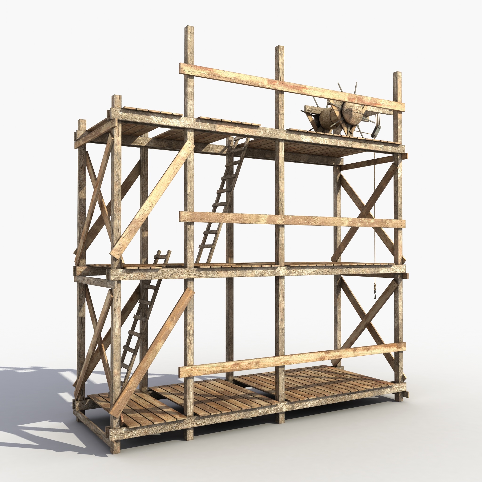 3d old scaffolding wooden