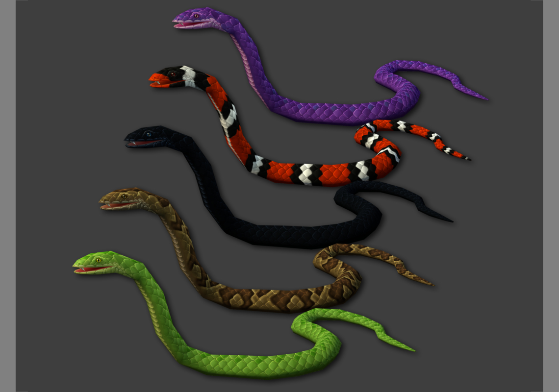 3d model snakes pack animations