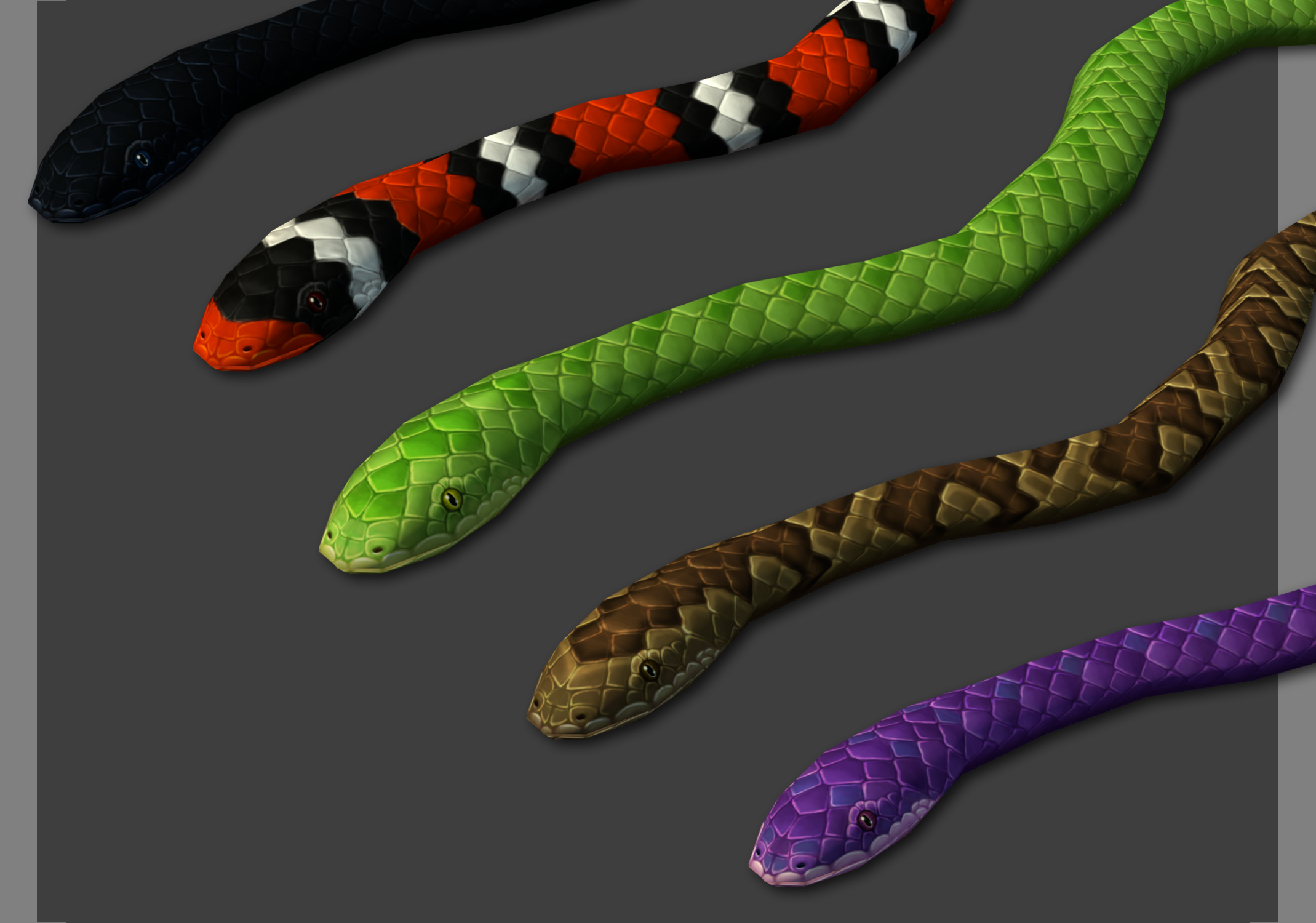 3d model snakes pack animations