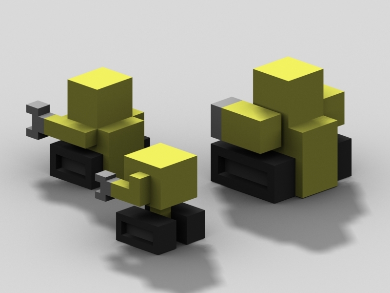 simple voxel-style robots voxel 3d model