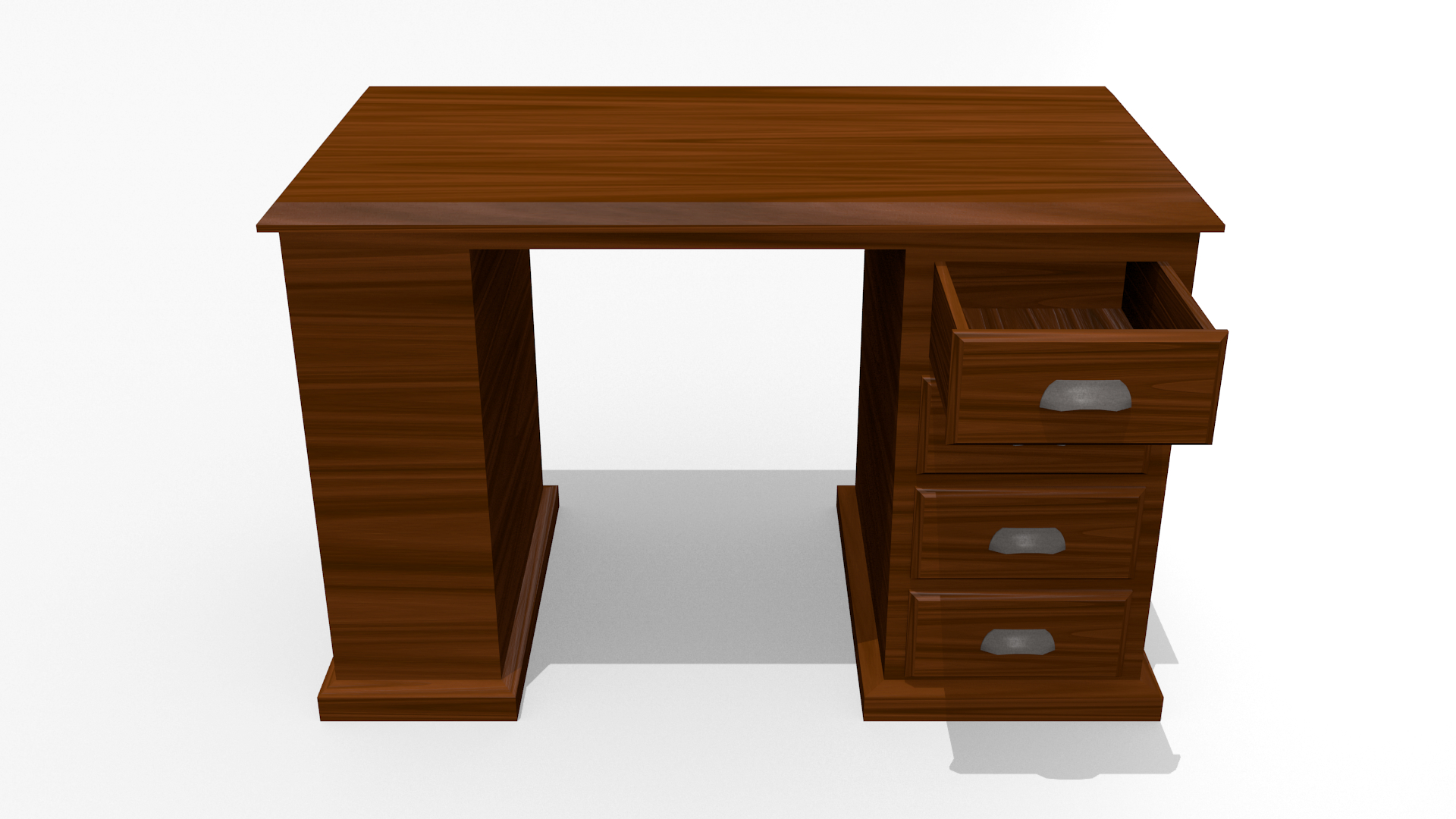 wooden desk 3d obj